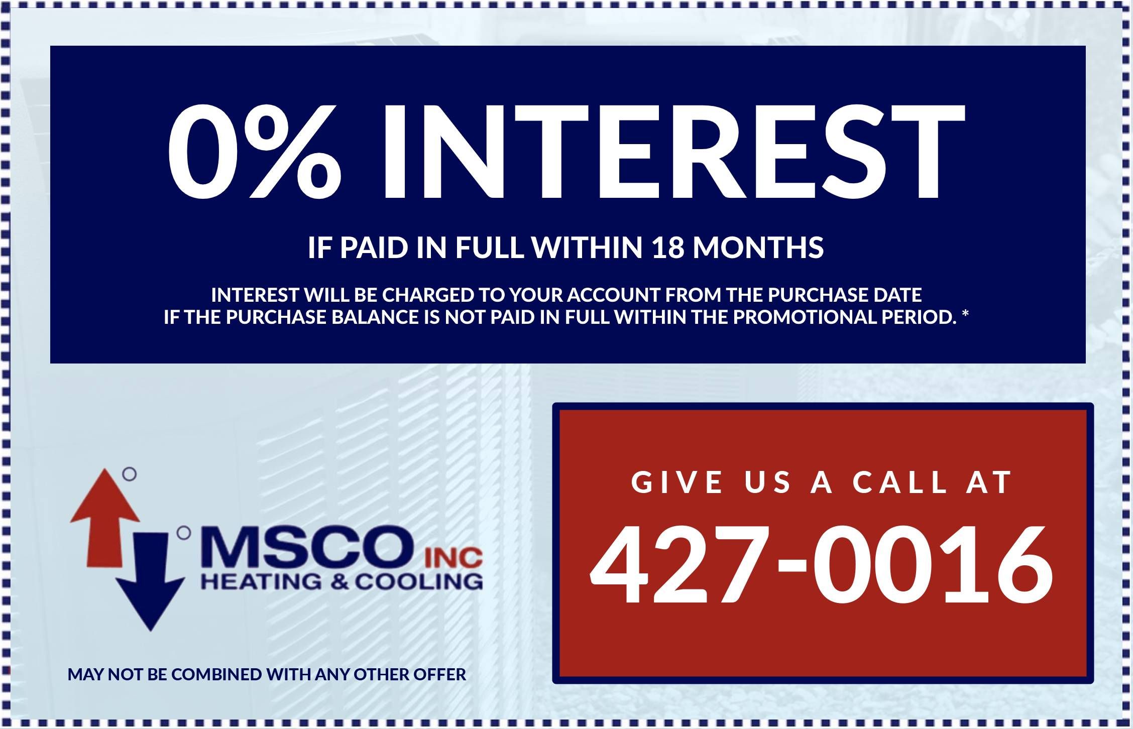 HVAC Specials | MSCO Mechanical Service Company